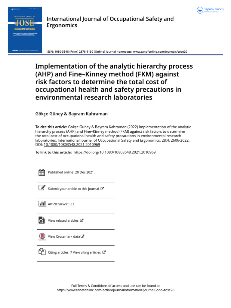 Implementation of The Analytic Hierarchy Process AHP and Fine Kinney ...