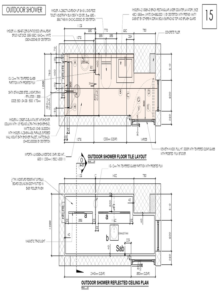 Outdoor Shower Tile and Layout Plans | PDF | Shower | Bathroom