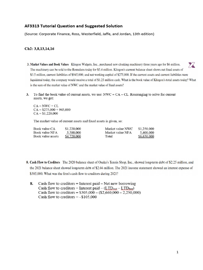 AF3313 Tutorial Questions and Solution | PDF | Taxes