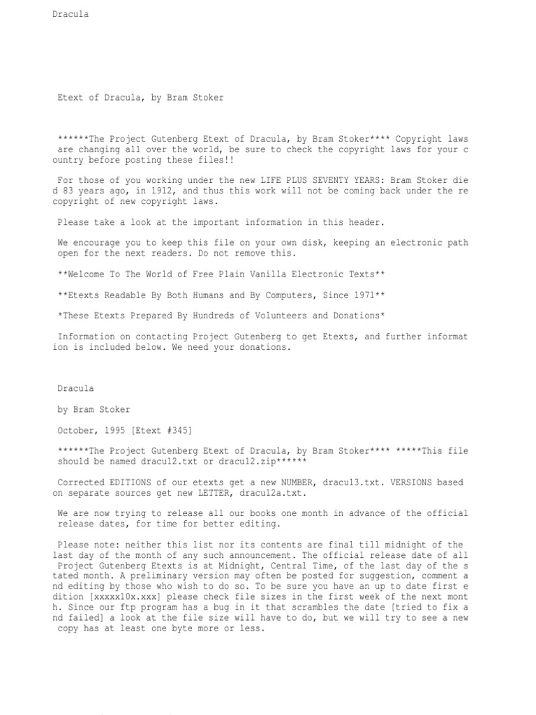 Free Etext of Bram Stoker's Dracula | PDF | Law