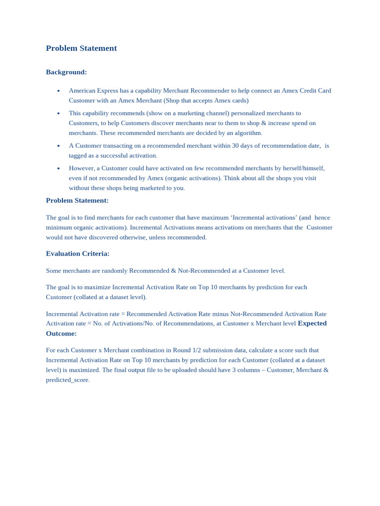 Problem Statement | PDF