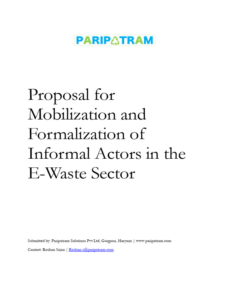 Formal Proposal (Mobilization & Formalization of Informal Actors in ...