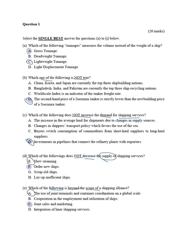 Shipping Industry Quiz Questions | PDF | Oil Tanker | Ships