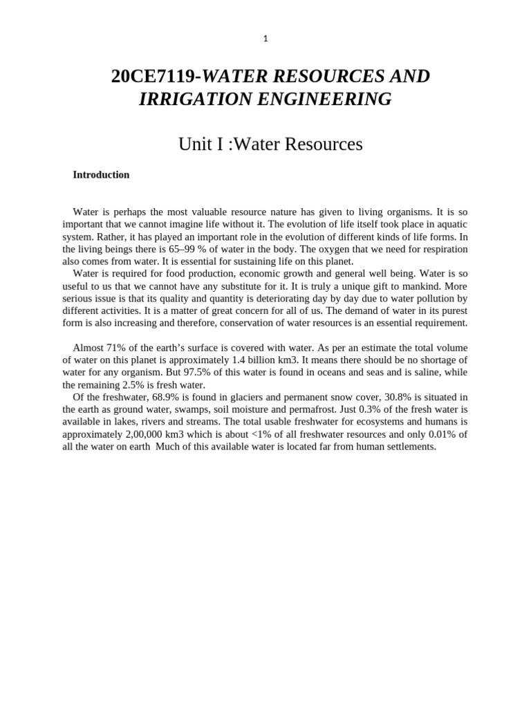 Wrie - Study Material in Word Unit 1 | PDF | Water | Fresh Water