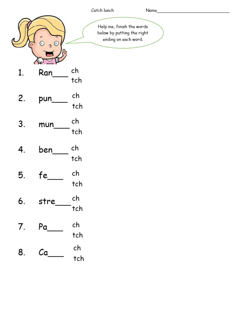 Catchlunchfixtheendingofthewordsusingchandtch 1 | PDF