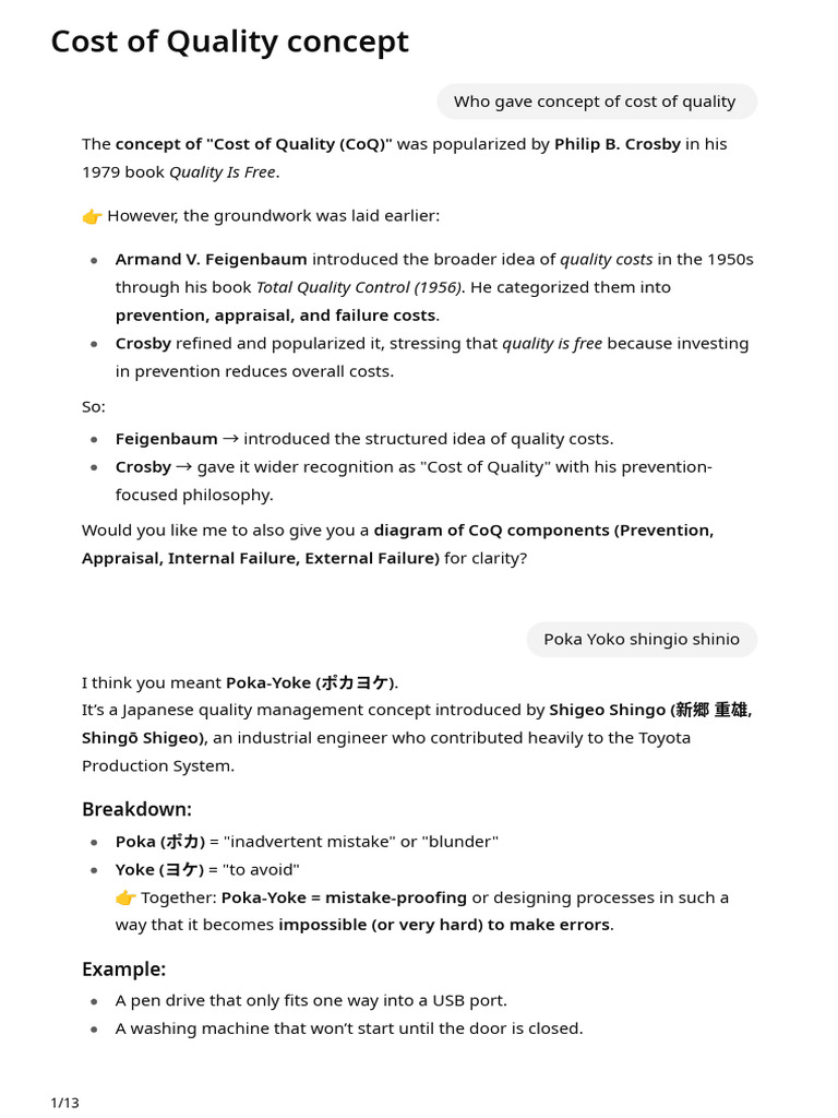 Understanding Cost of Quality Concepts | PDF