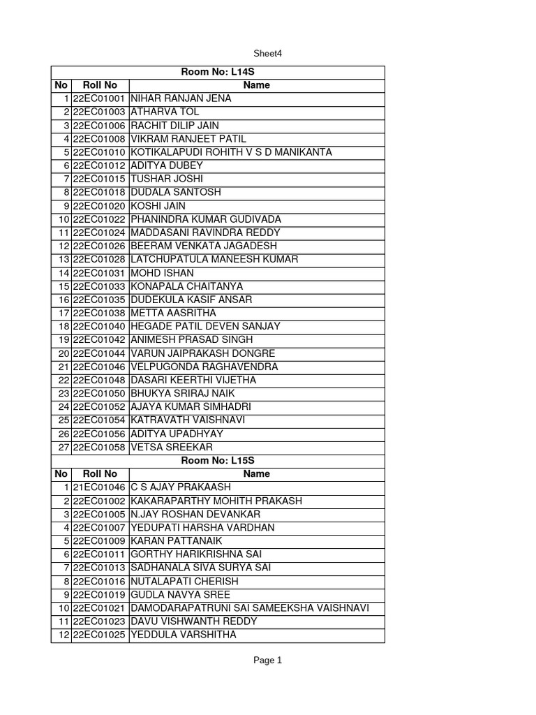 Seating Plan EndSem | PDF