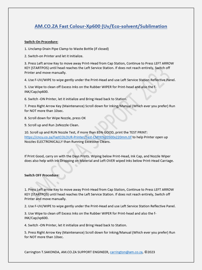 Fast Colour-Xp600 Printer Setup Guide | PDF