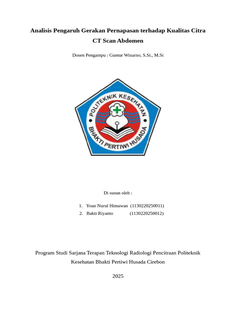 Analisis Pengaruh Gerakan Pernapasan Terhadap Kualitas Citra CT Scan ...