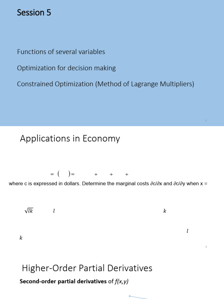 Optimization in Multivariable Functions | PDF | Production Function ...