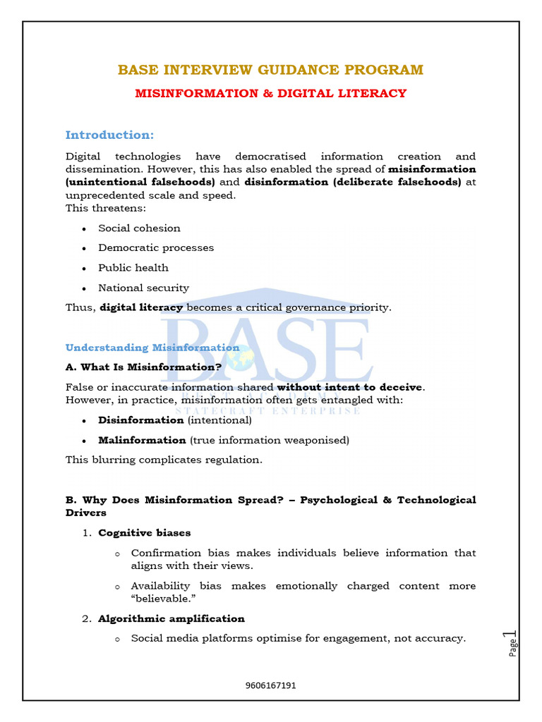 Misinformation and Digital Literacy Guide | PDF | Human Communication ...