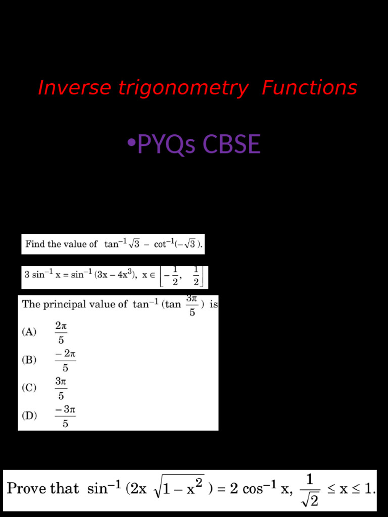 Inverse Trigonometry Functions and Diifrentiation | PDF
