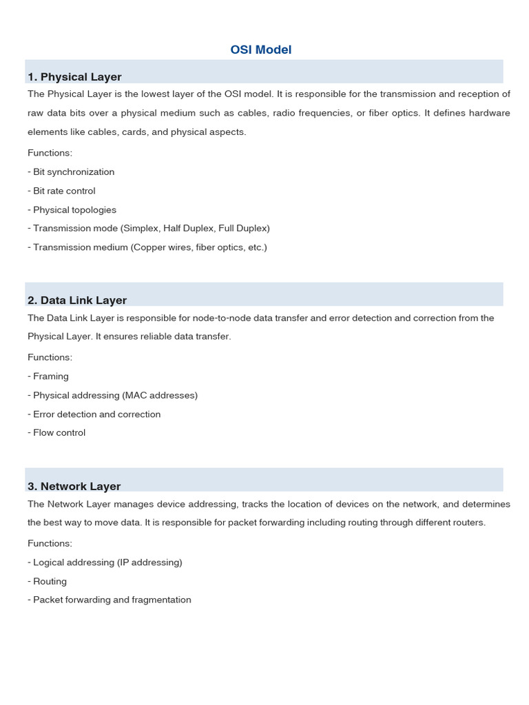 Overview of the OSI Model Layers | PDF