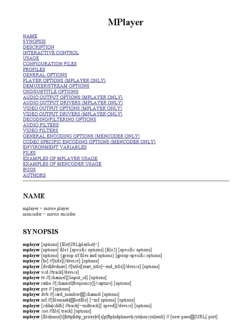 Mplayer Command Line Interface Codec