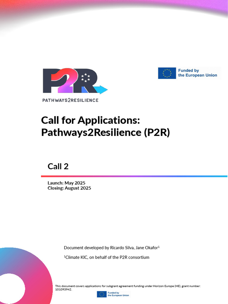 P2R Call 2 Main Doc Final | PDF | Climate Resilience | Capacity Building