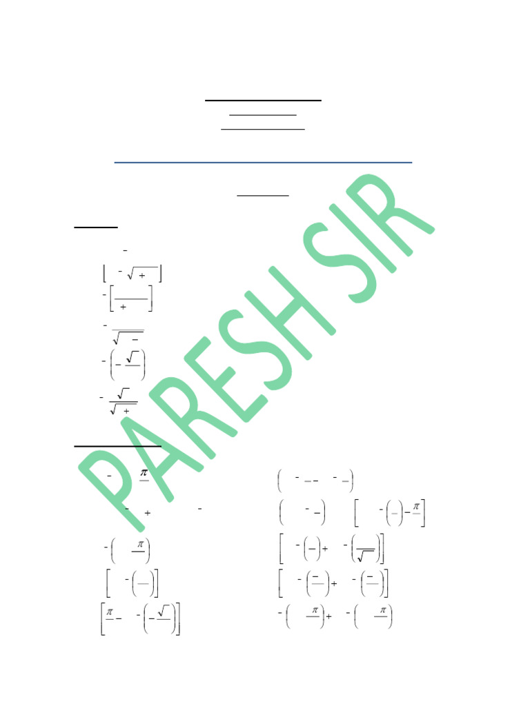 Inverse Trigonometric Functions Worksheet | PDF | Trigonometric ...