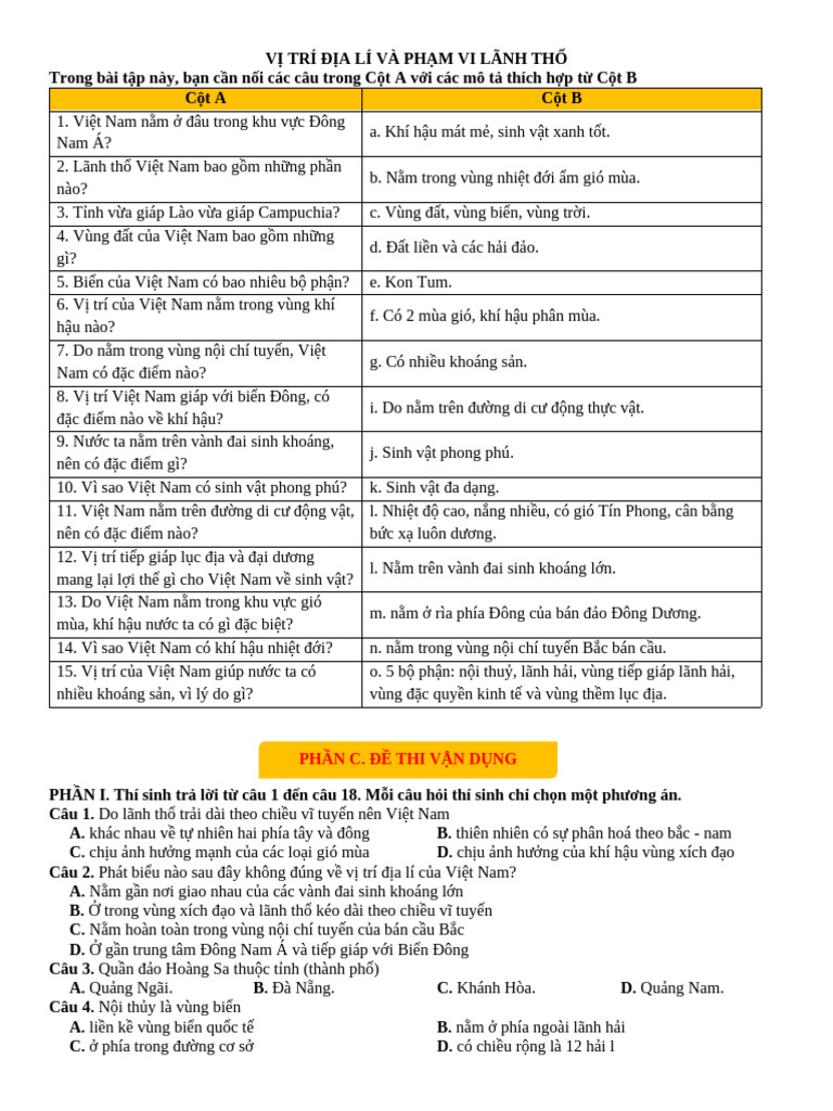 VỊ TRÍ ĐỊA LÍ VÀ PHẠM VI LÃNH THỔ | PDF
