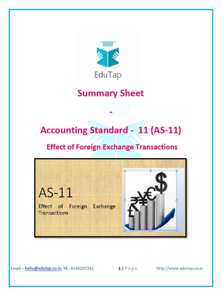 AS-11: Foreign Exchange Transactions Guide | PDF | Debits And Credits ...