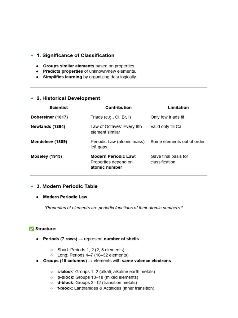 Chemistry. (Classification of Elements and Periodicity in Properties ...