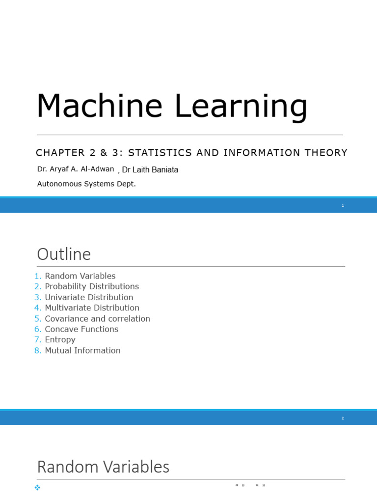 ML - CH2 and Ch3 - Information Theory | PDF | Probability Distribution ...
