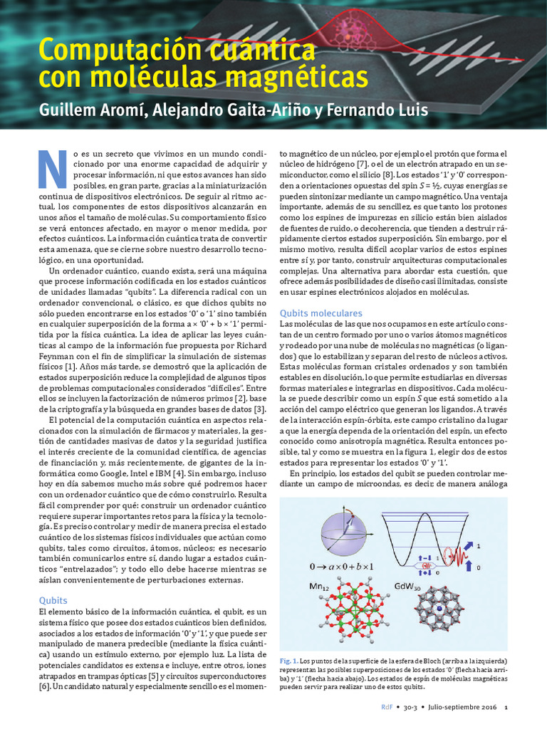 53 Computación Cuántica Con Moléculas Magnéticas (Articulo) Autor ...