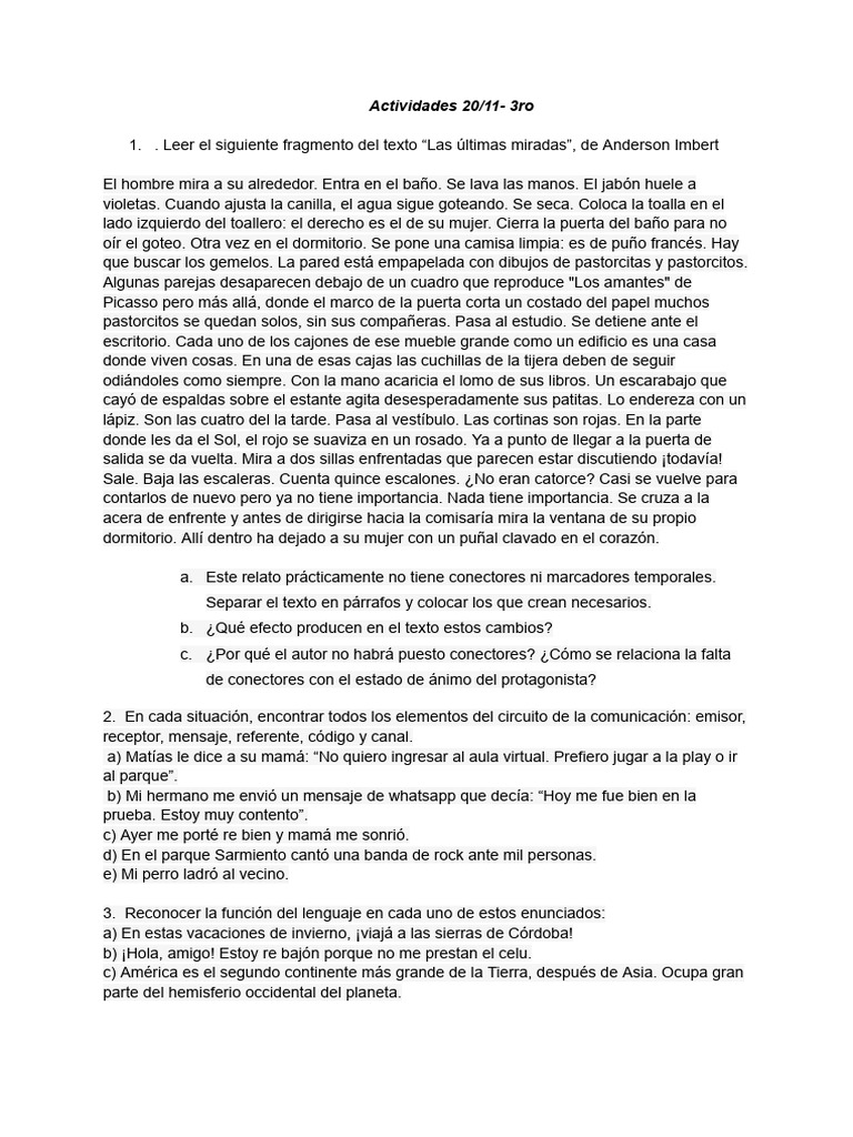 Actividades PL- 3ro | PDF