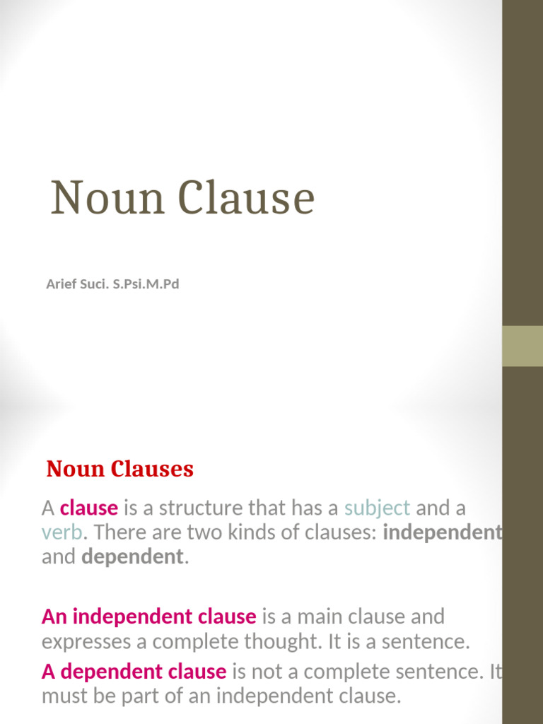Understanding Noun Clauses Explained | PDF | Clause | Subject (Grammar)