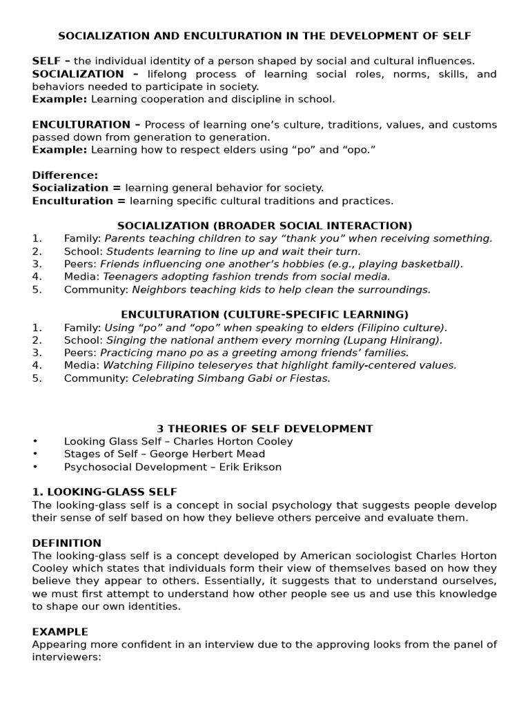 Socialization and Enculturation in The Development of Self | PDF ...