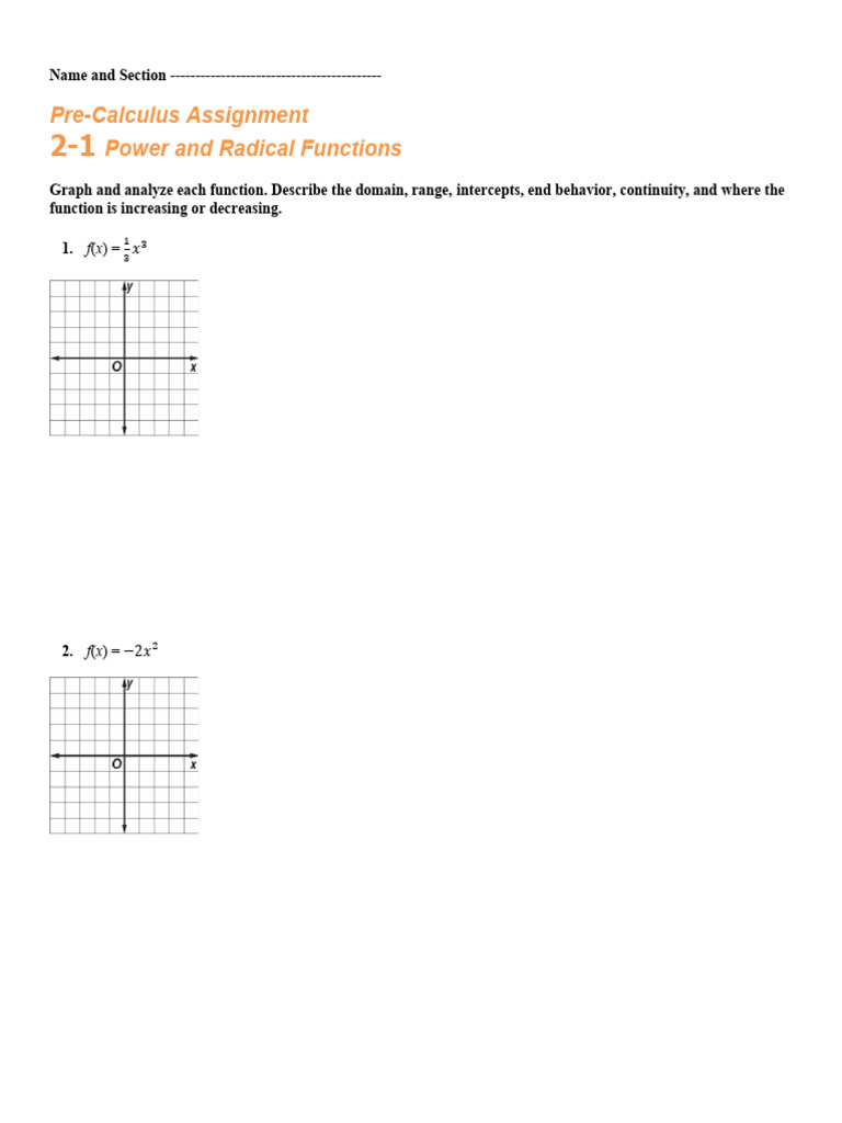 Pre-Calculus Power & Radical Functions | PDF
