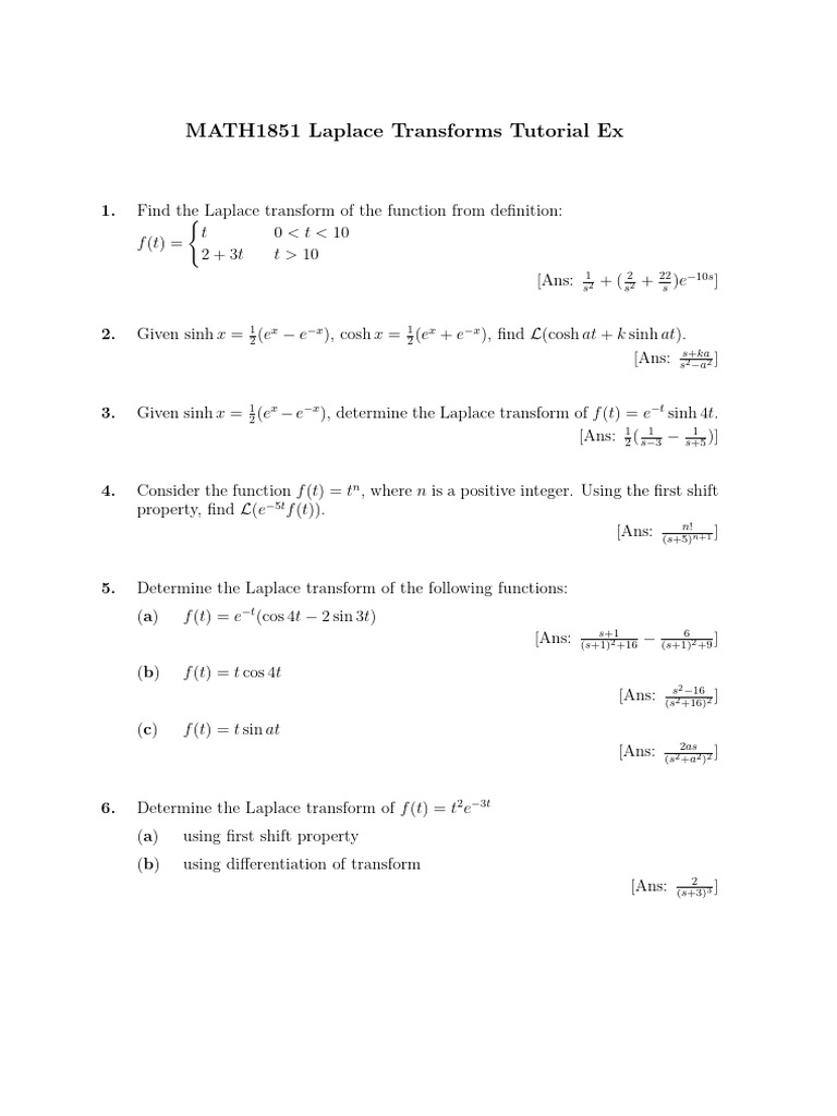 Laplace - Tutorial Exercise | PDF | Mathematical Physics | Calculus