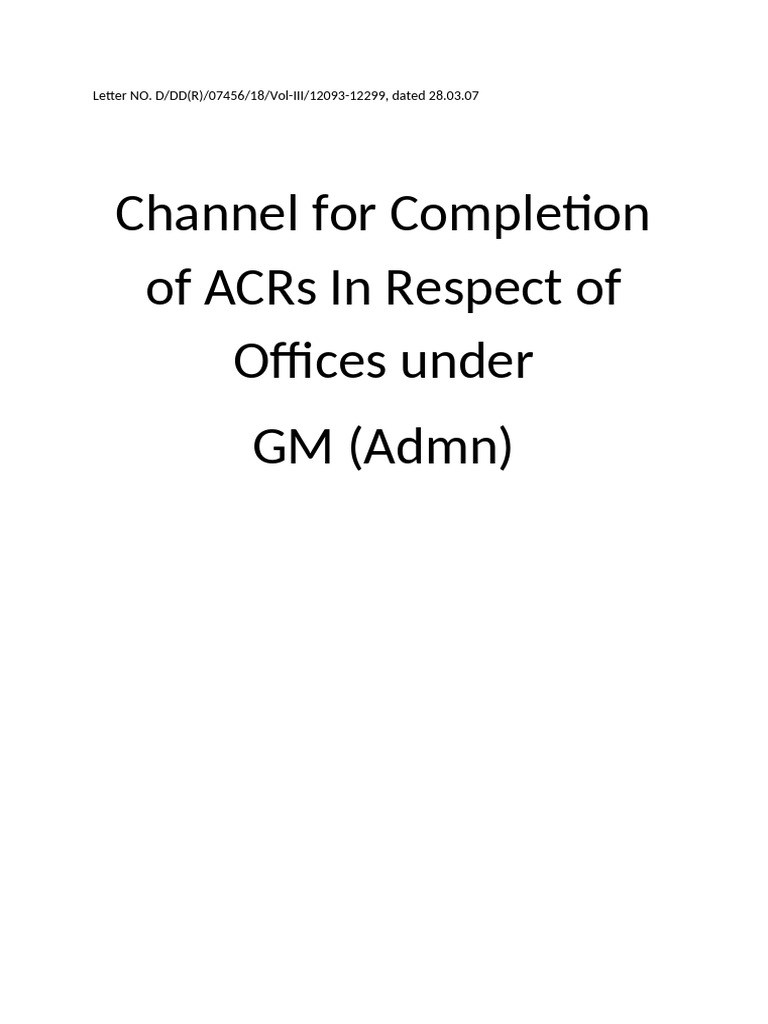 Channel For Completion of ACRs | PDF
