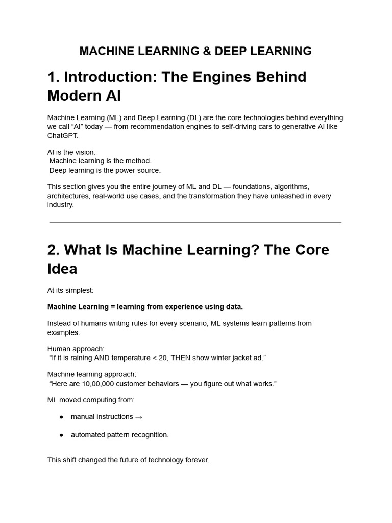 Machine Learning and Deep Learning Overview | PDF | Machine Learning ...