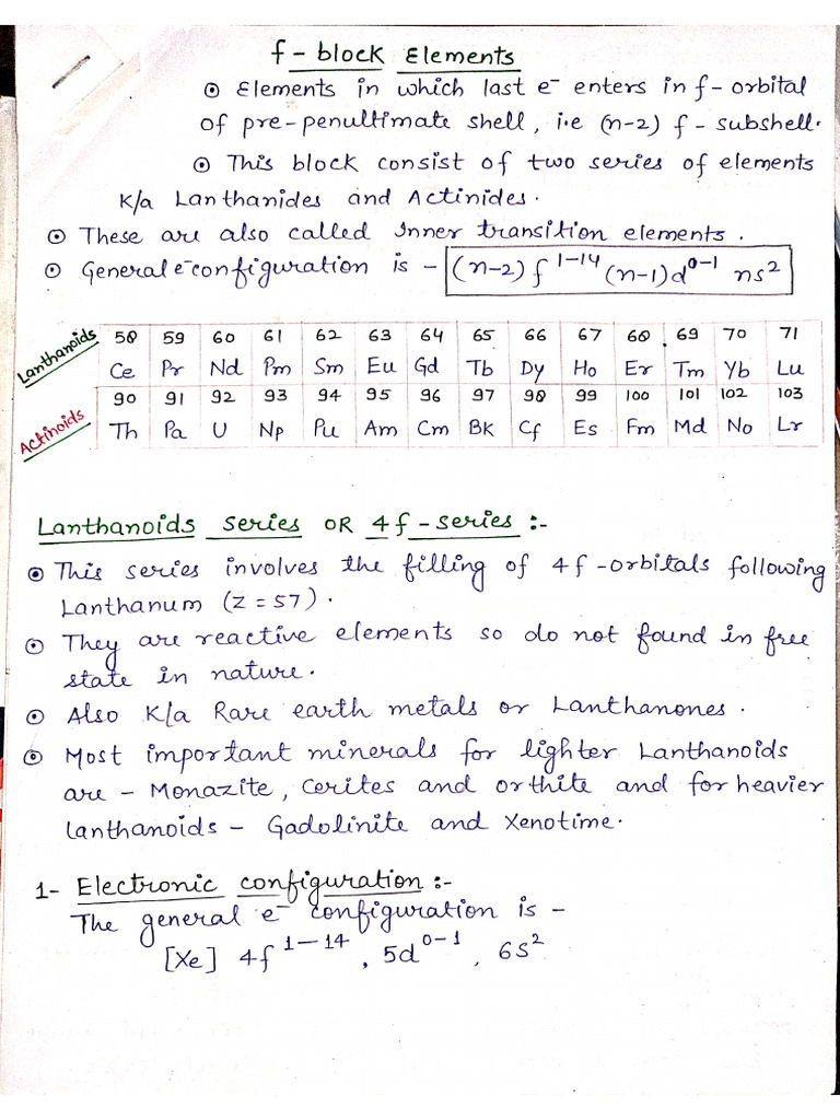 F Block Elements | PDF