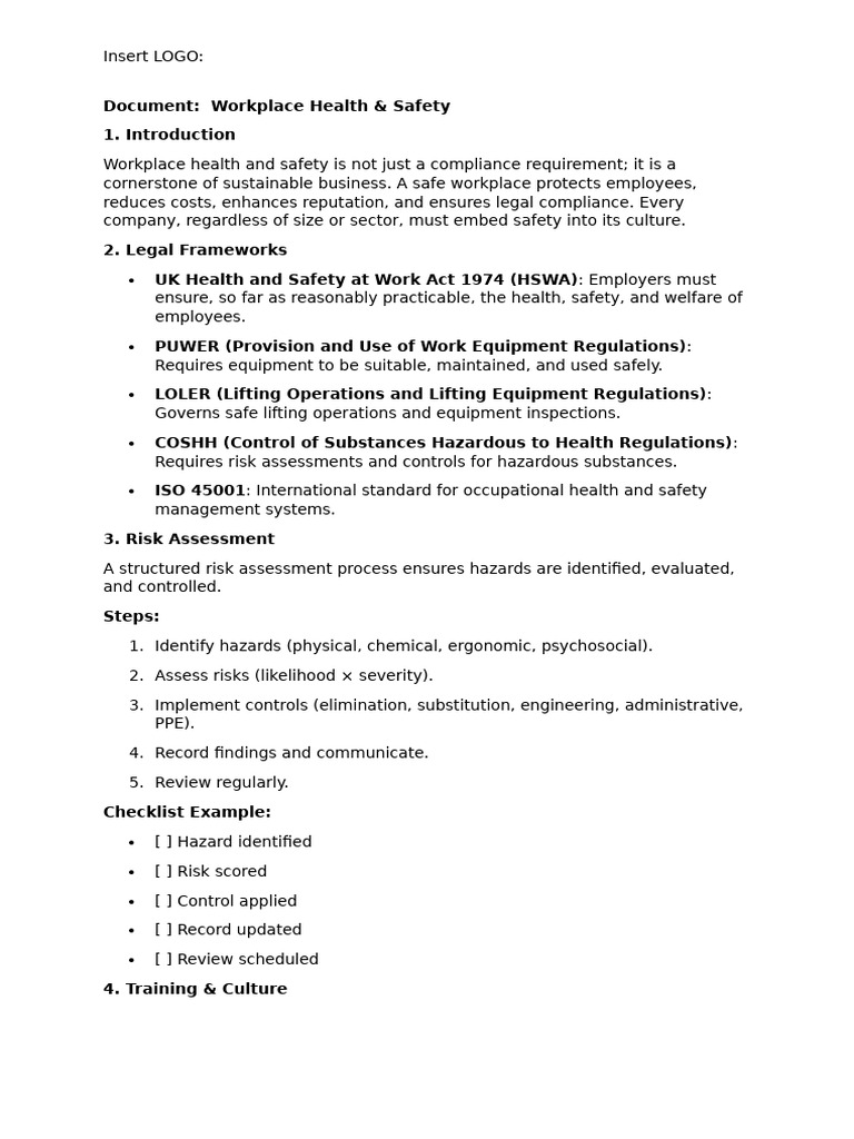 Document - Workplace Health & Safety | PDF