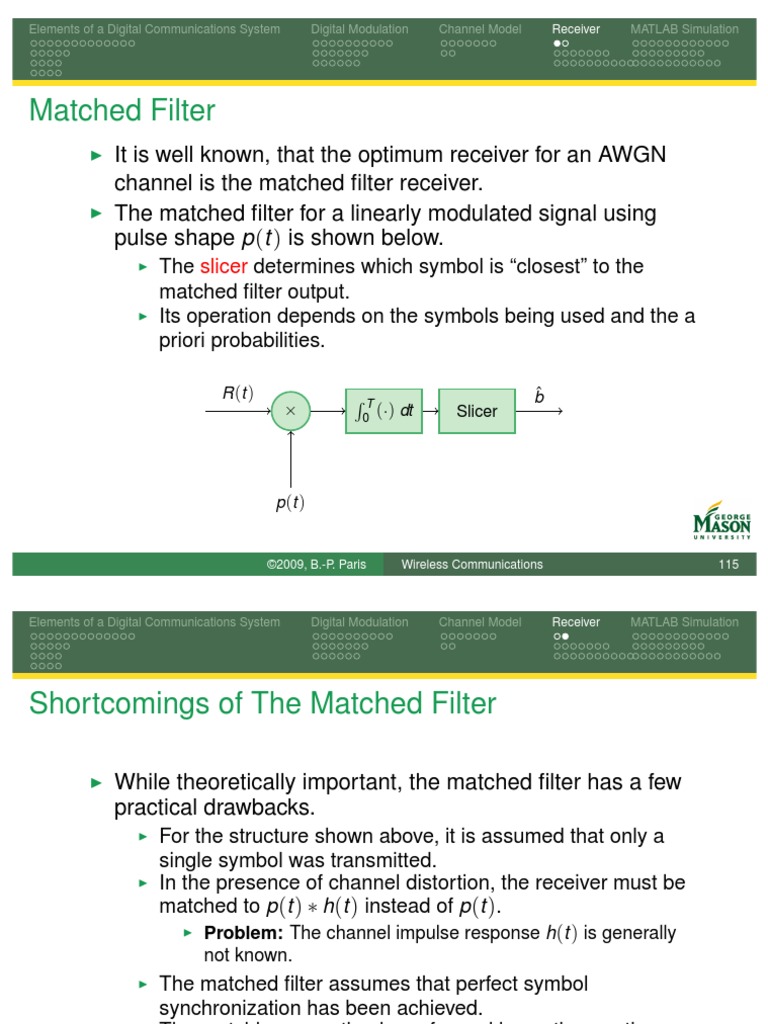 Matched Filter Receiver Print | PDF | Signal (Electrical Engineering ...