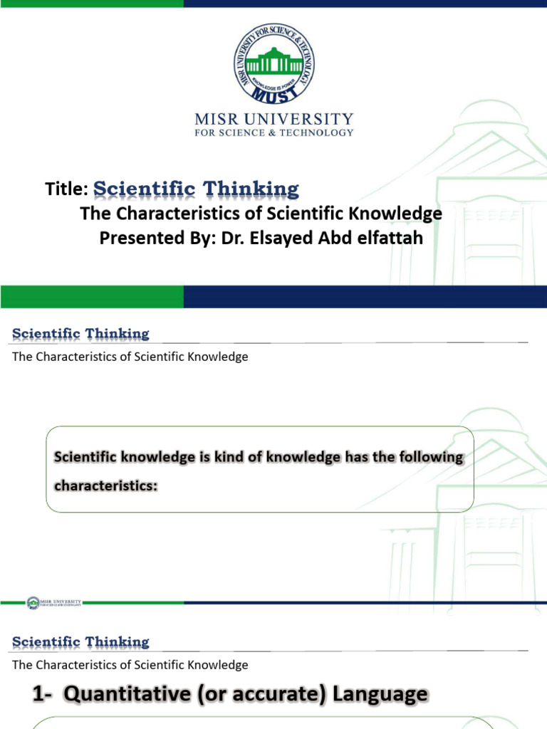 Characteristics of Scientific Knowledge | PDF | Scientific Method | Science