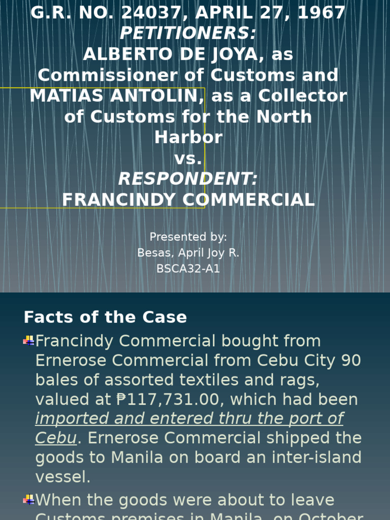 Besas April Joy R. Case of de Joya vs. Francindy Commercial | PDF ...