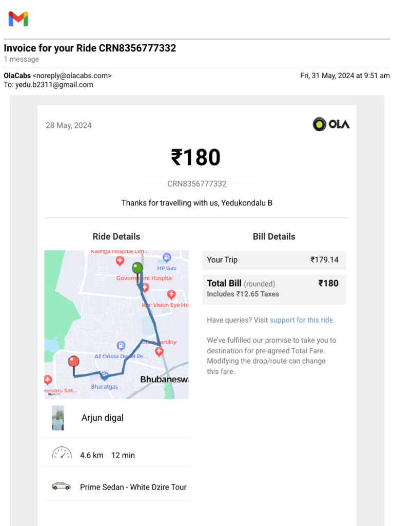 Gmail - Invoice For Your Ride CRN8356777332 | PDF