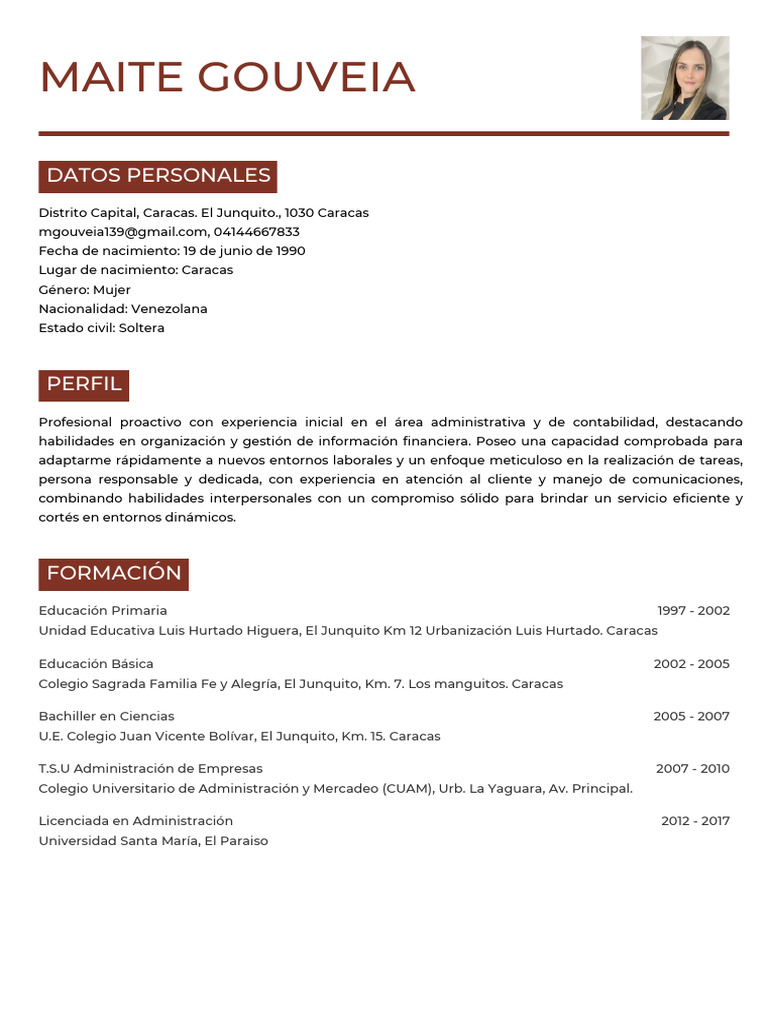 Perfil Profesional de Maite Gouveia | PDF | Contabilidad | Business