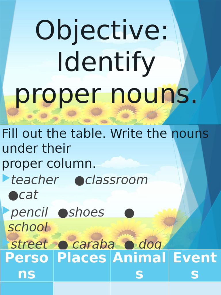 Identify Proper Nouns | PDF