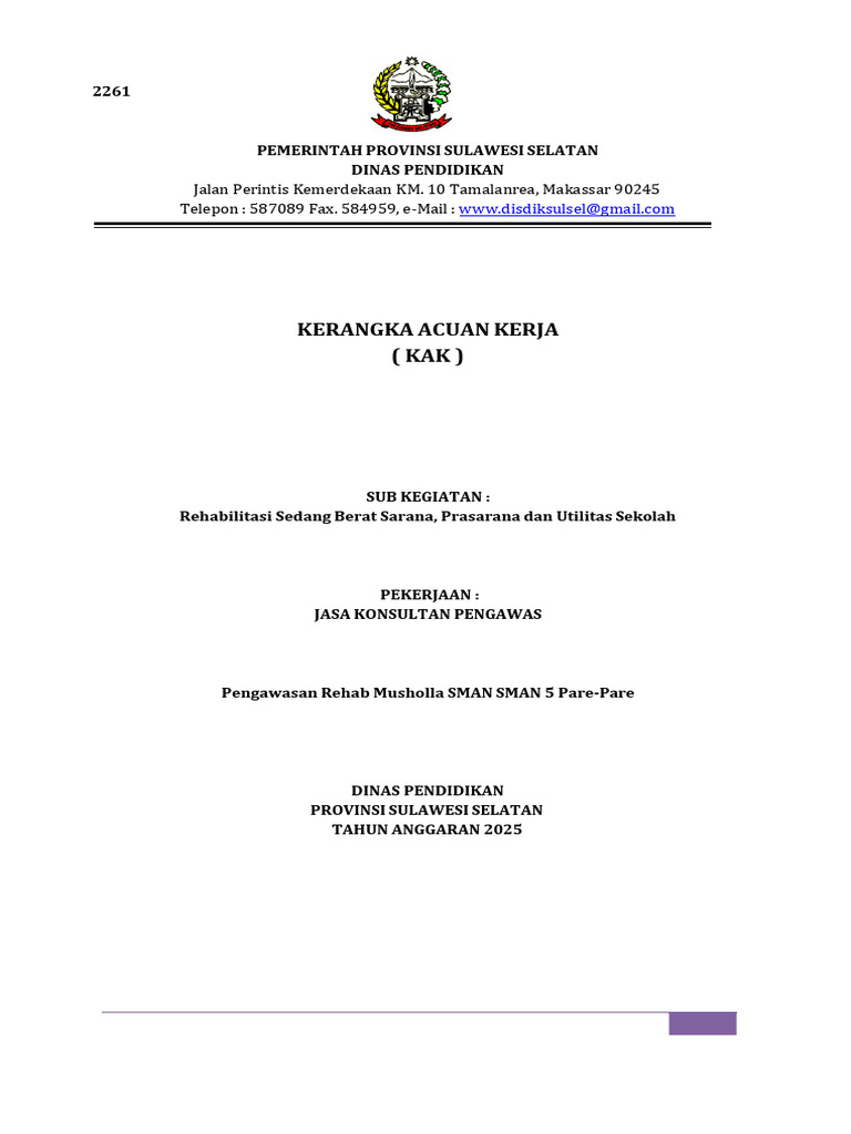 Pengawasan Rehab Musholla SMAN 5 Pare-Pare | PDF