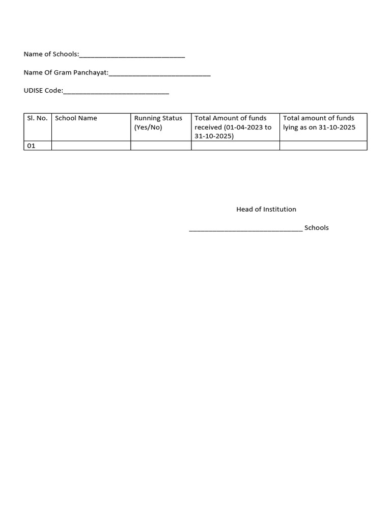 School Fund Status Report Template | PDF