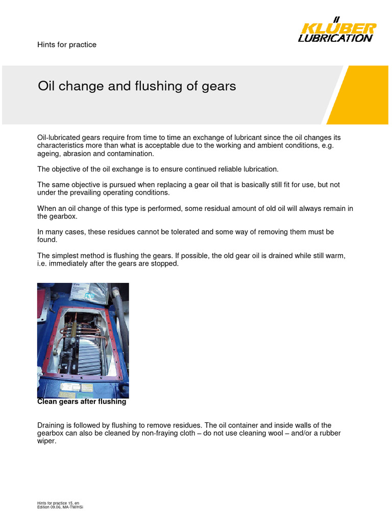 Oil Change and Flushing of Gears | PDF | Motor Oil | Gear