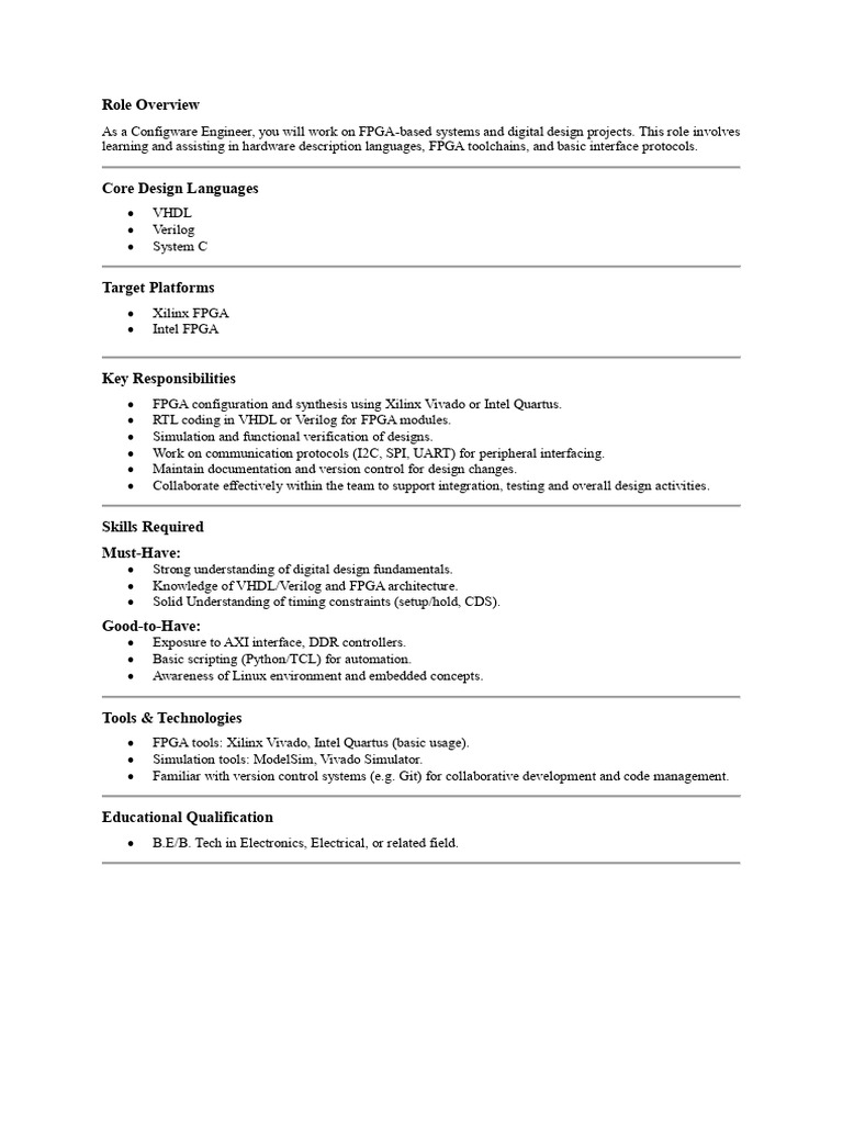 JD CFW Fresher | PDF