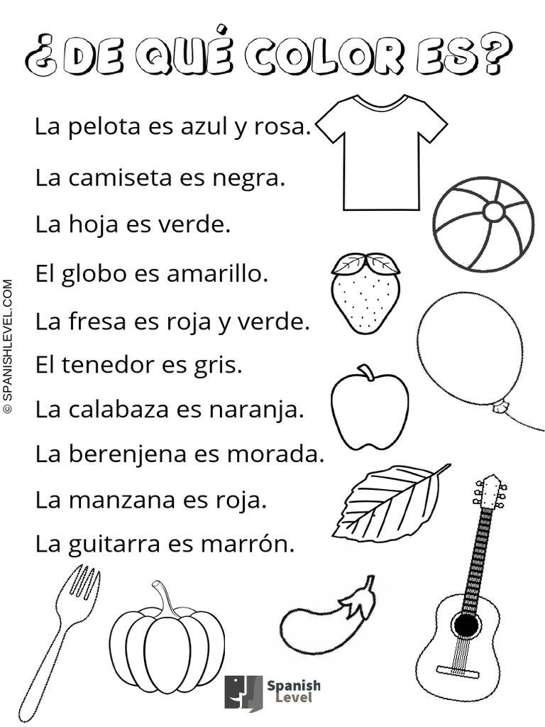 De Qué Color Es - Colours in Spanish PDF Worksheet | PDF