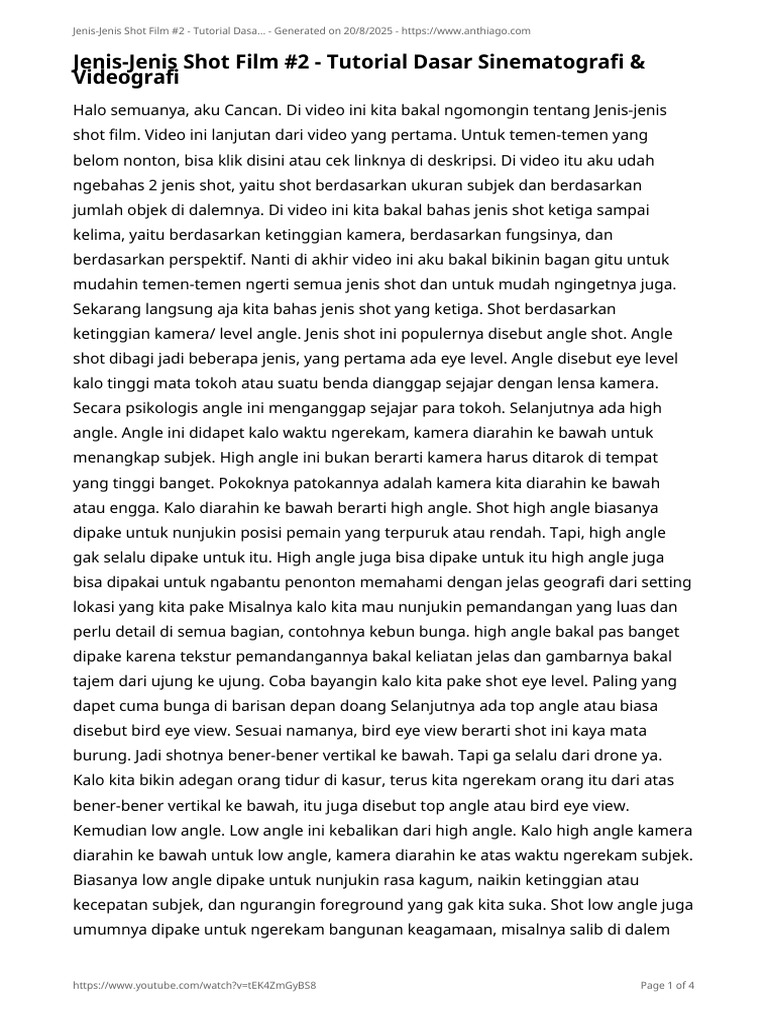 Jenis Jenis Shot Film 2 Tut-20!08!2025 | PDF