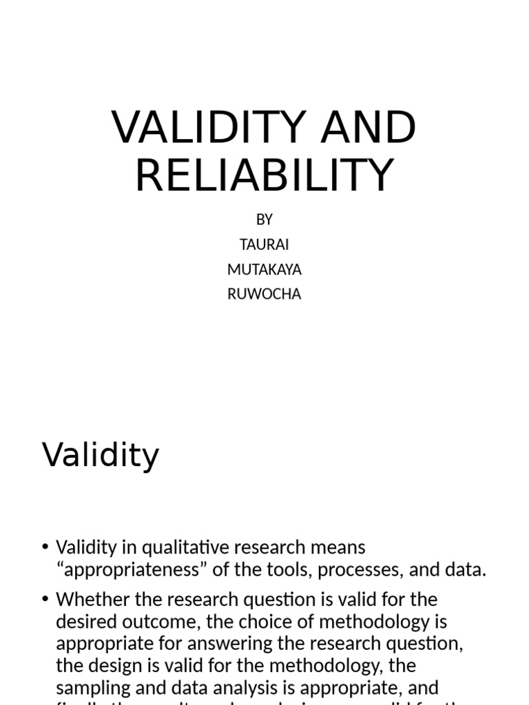 Data Validity and Reliability | PDF | Qualitative Research | Validity ...