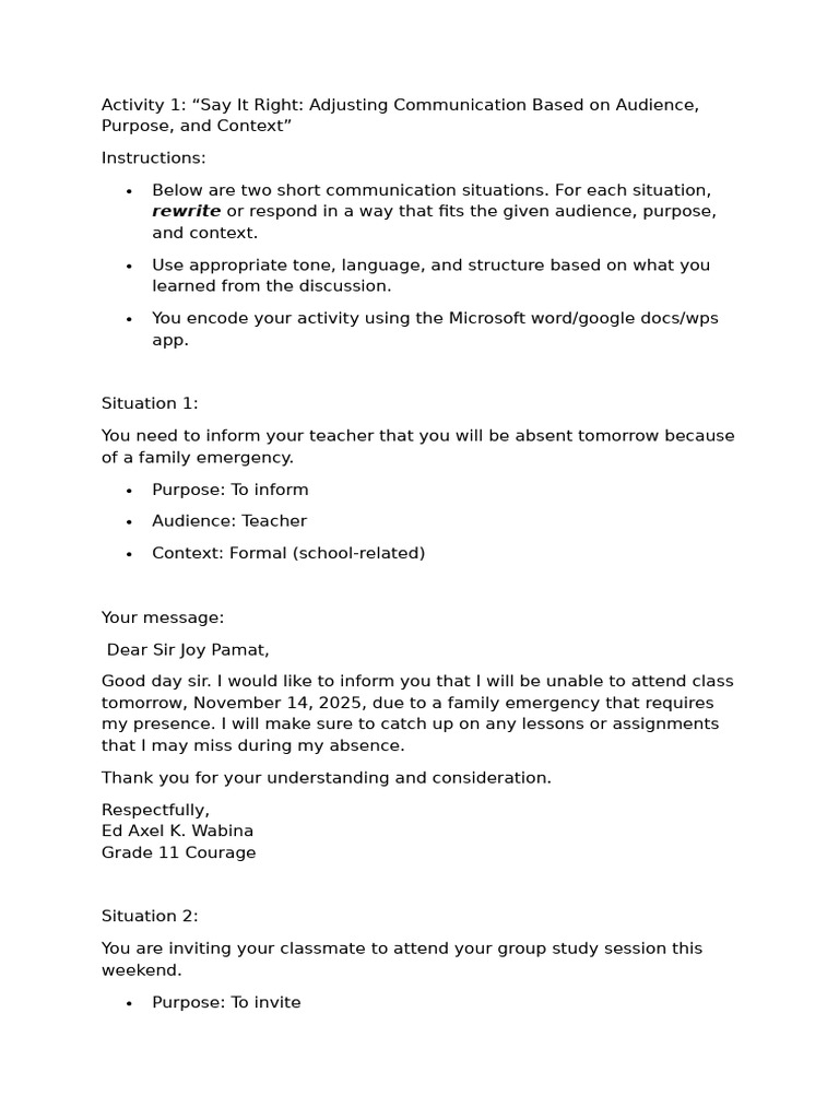 Adjusting Communication for Audience Context | PDF