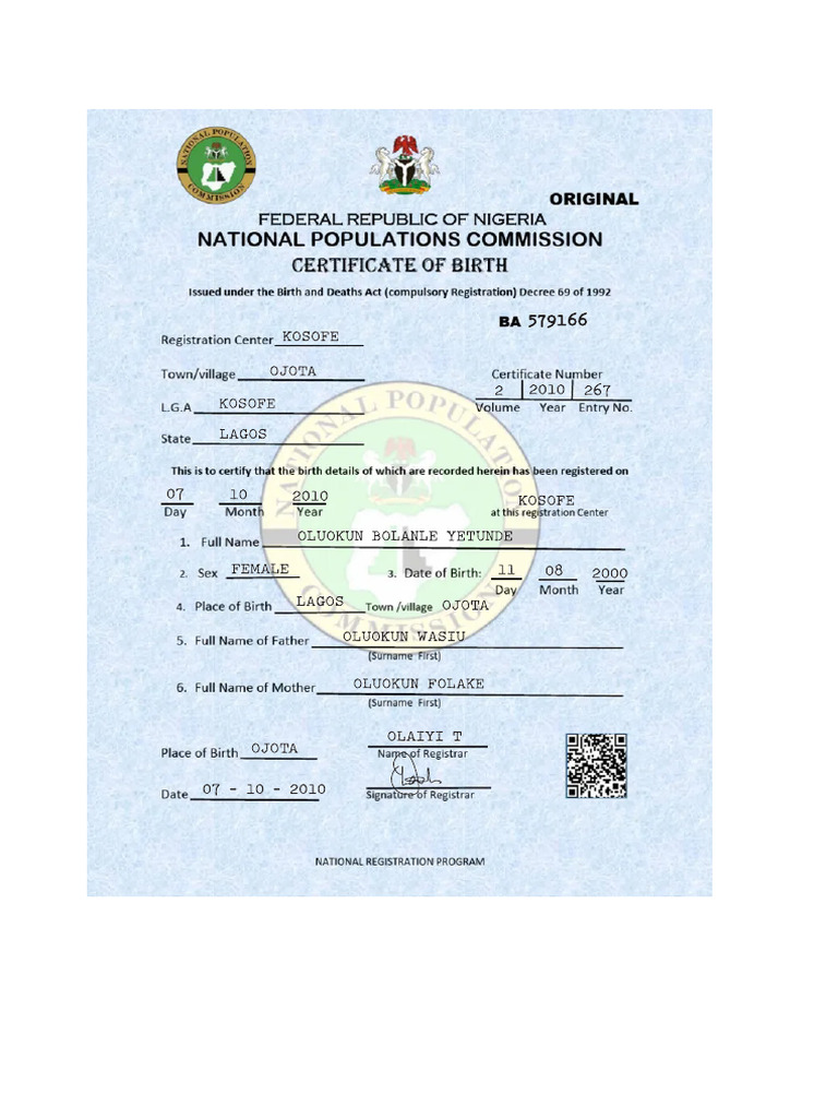 D.O.B Certifi | PDF