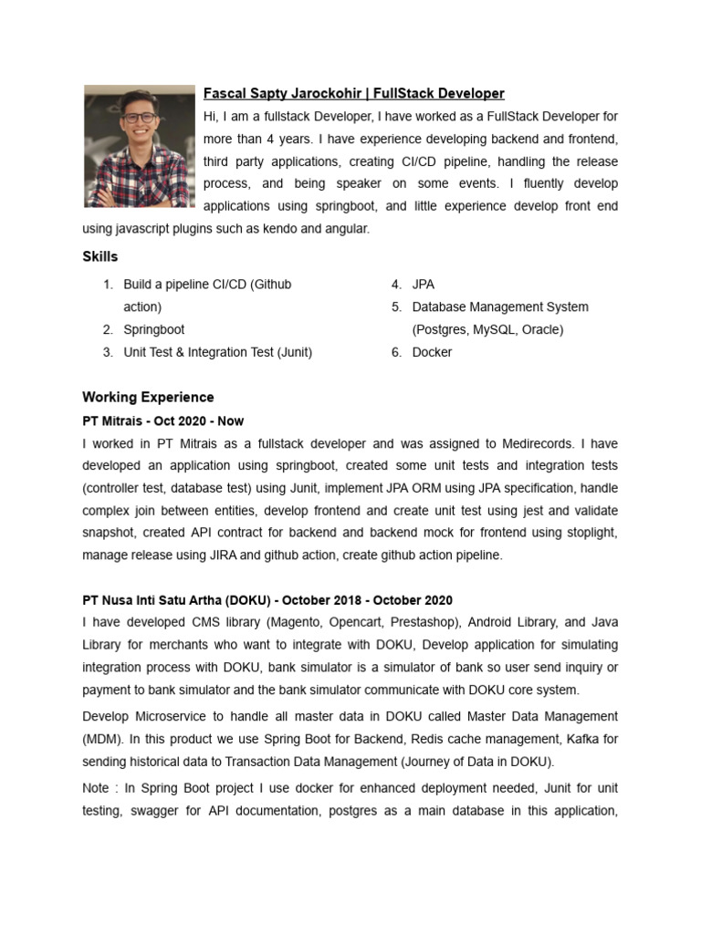 FullStack Developer Profile: Fascal Sapty | PDF | Data Management ...